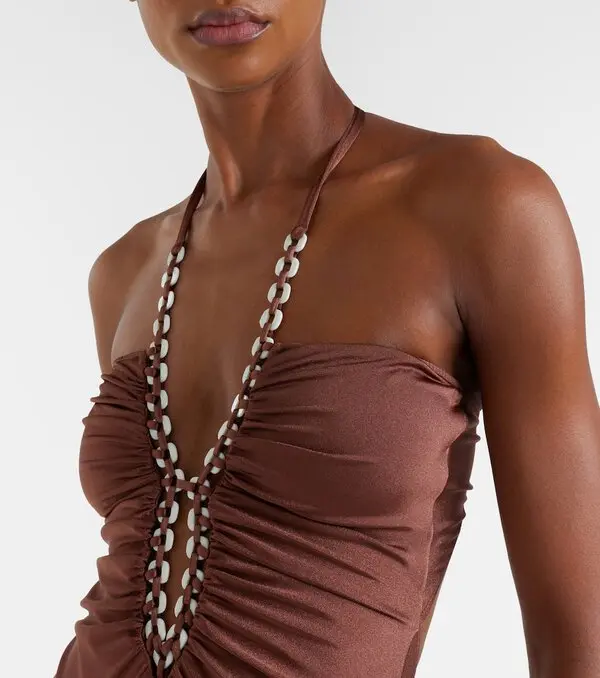 ADRIANA DEGREAS Solid Halterneck Swimsuit