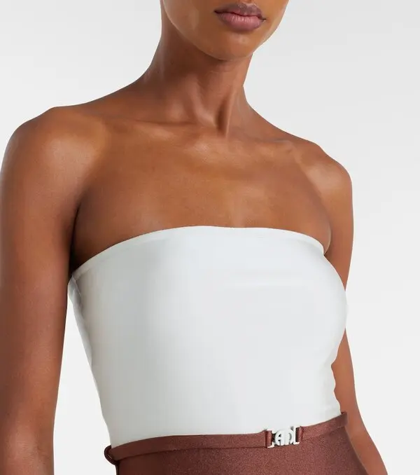 ADRIANA DEGREAS Bicolor Belted One-piece Swimsuit - Brown