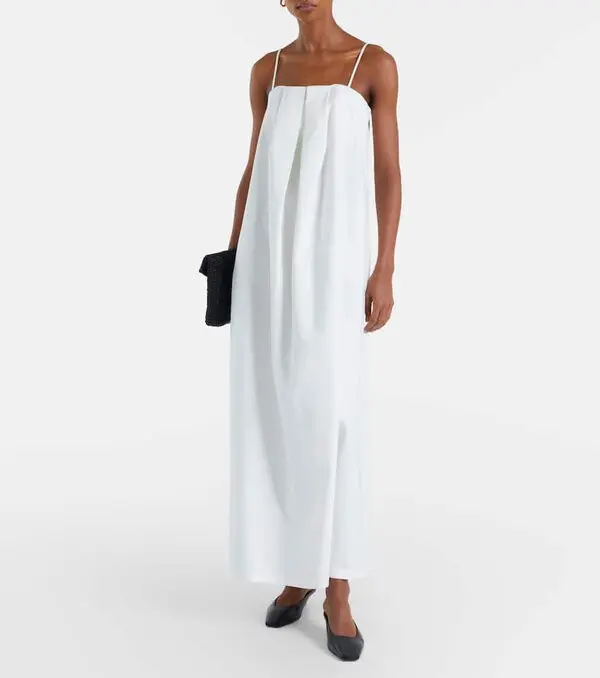ADRIANA DEGREAS Solid Voluminous Draped Cotton Maxi Dress