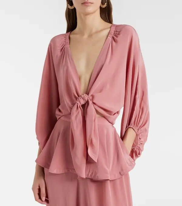 ADRIANA DEGREAS Solid Gathered Crop Top - Pink
