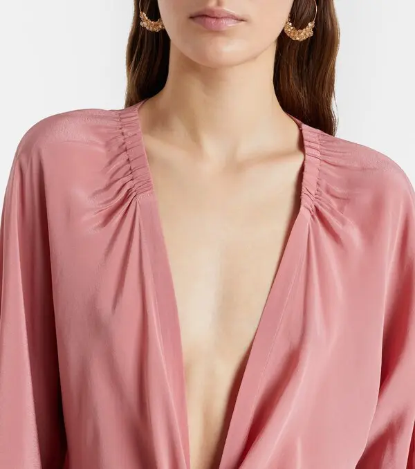 ADRIANA DEGREAS Solid Gathered Crop Top - Pink