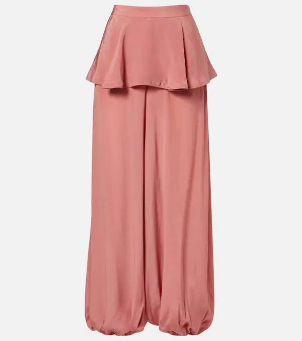 ADRIANA DEGREAS Solid Peplum Balloon Pants