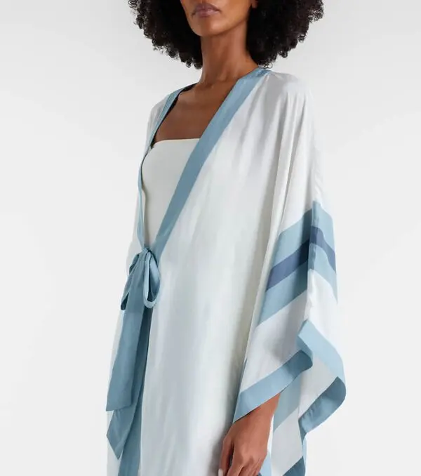 ADRIANA DEGREAS Bold Stripes Kaftan - White