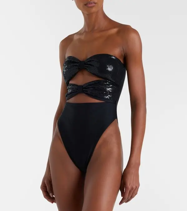 ADRIANA DEGREAS Cutout Sequin Embellished One Piece Swimsuit