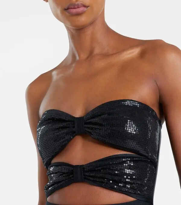 ADRIANA DEGREAS Cutout Sequin Embellished One Piece Swimsuit