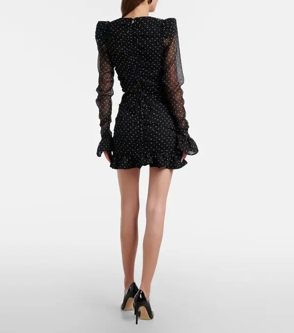 ROTATE BY BIRGER CHRISTENSEN Torana Polka-dot Ruched Minidress
