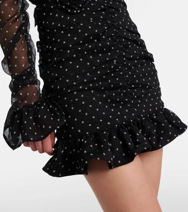 ROTATE BY BIRGER CHRISTENSEN Torana Polka-dot Ruched Minidress