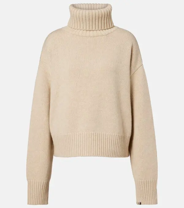Extreme Cashmere N°434 Crop Xtra Cashmere Turtleneck Sweater - Beige