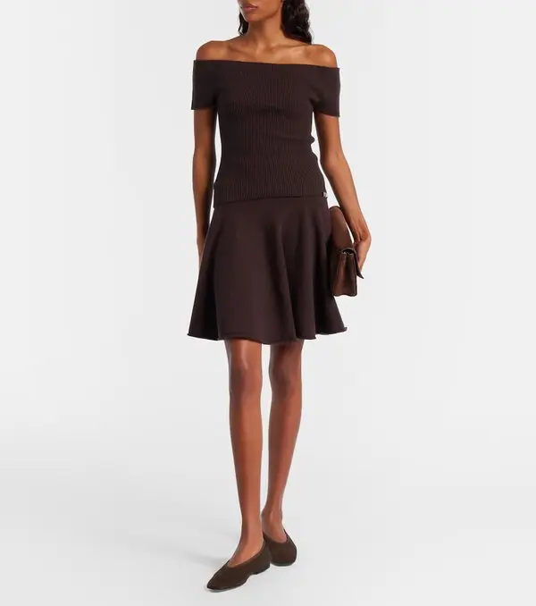Extreme Cashmere N°381 Libra Ribbed Cashmere-blend Top - Brown