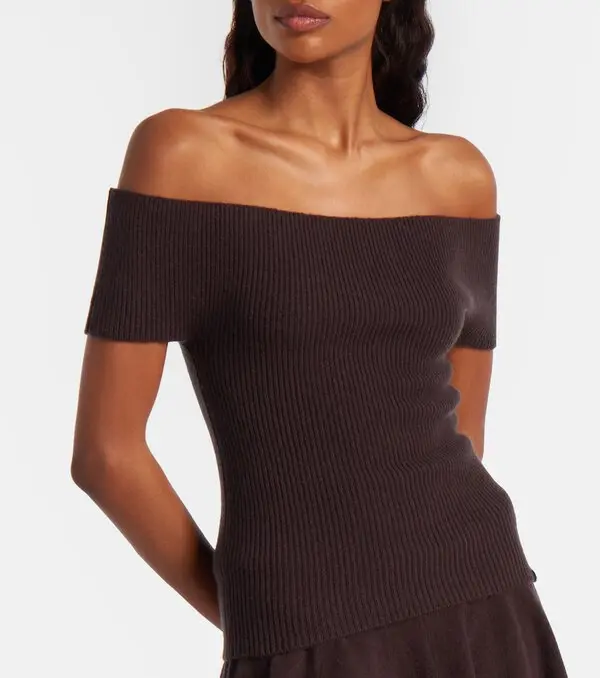 Extreme Cashmere N°381 Libra Ribbed Cashmere-blend Top - Brown