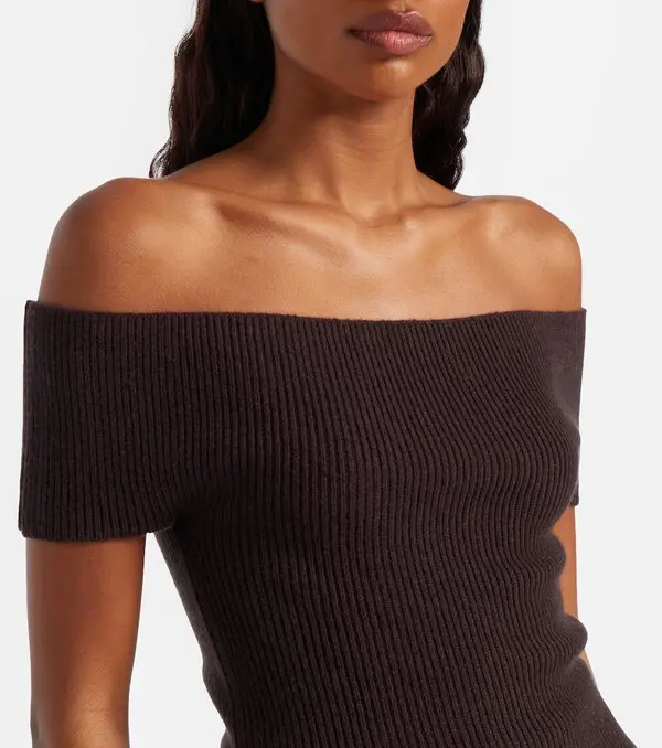 Extreme Cashmere N°381 Libra Ribbed Cashmere-blend Top - Brown