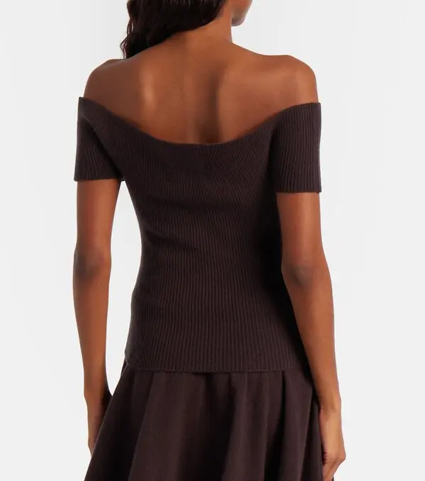 Extreme Cashmere N°381 Libra Ribbed Cashmere-blend Top - Brown
