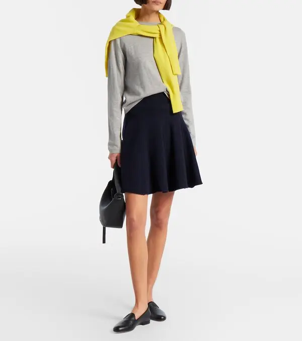 Extreme Cashmere N°451 Cotton And Cashmere Long Sleeve Top - Grey