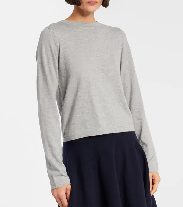 Extreme Cashmere N°451 Cotton And Cashmere Long Sleeve Top - Grey
