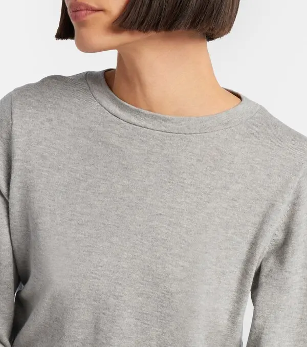 Extreme Cashmere N°451 Cotton And Cashmere Long Sleeve Top - Grey