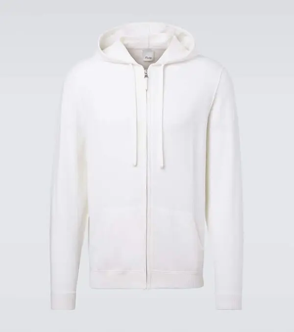 ALLUDE Wool And Cashmere Zip-up Hoodie - White