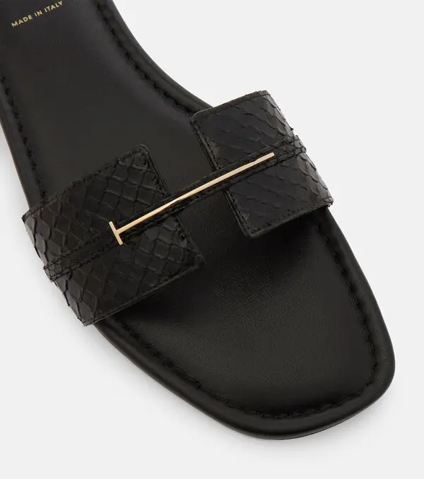 TOM FORD Julianne Croc-effect Leather Slides
