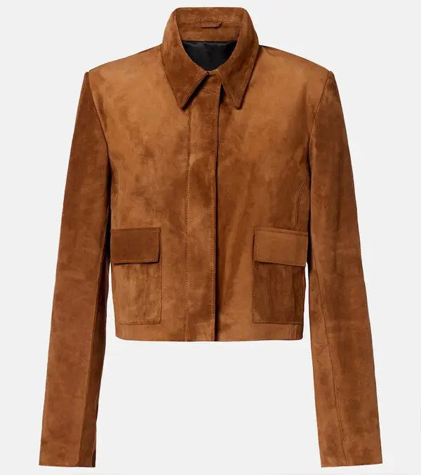 Nour Hammour Bleeker Cropped Suede Jacket - Brown