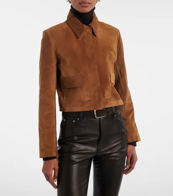 Nour Hammour Bleeker Cropped Suede Jacket