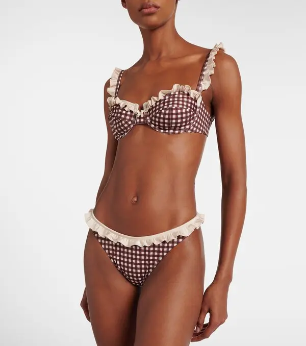 BANANHOT Angela Gingham Bikini Bottoms - Brown