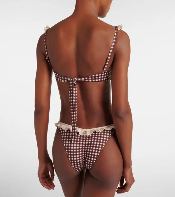 BANANHOT Angela Gingham Bikini Bottoms - Brown