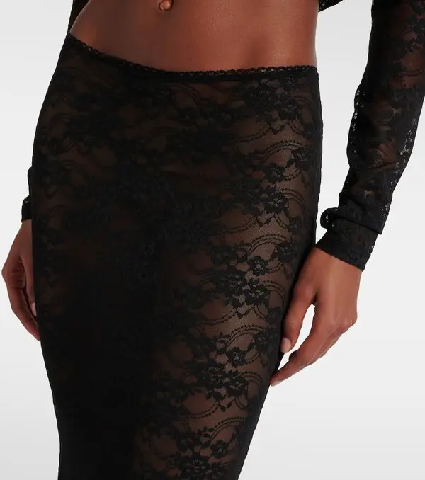 BANANHOT Rona Lace Midi Skirt - Black
