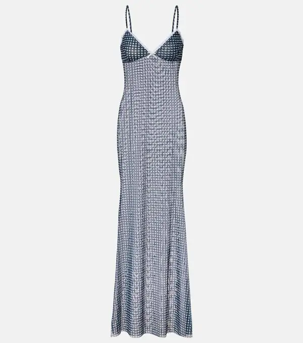 BANANHOT Solay Gingham Mesh Maxi Dress - Black