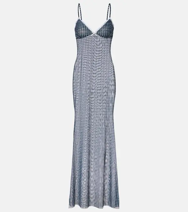 BANANHOT Solay Gingham Mesh Maxi Dress - Black