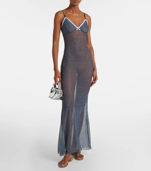 BANANHOT Solay Gingham Mesh Maxi Dress - Black