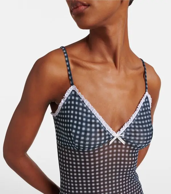 BANANHOT Solay Gingham Mesh Maxi Dress - Black