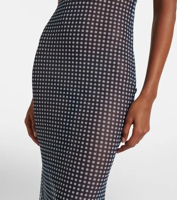 BANANHOT Solay Gingham Mesh Maxi Dress - Black