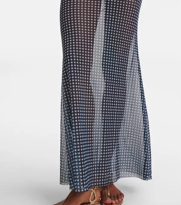 BANANHOT Solay Gingham Mesh Maxi Dress - Black