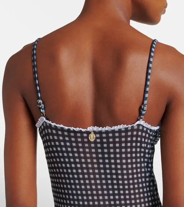 BANANHOT Solay Gingham Mesh Maxi Dress - Black