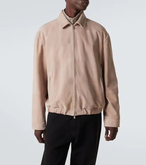 Brunello Cucinelli Suede Blouson Jacket - Beige