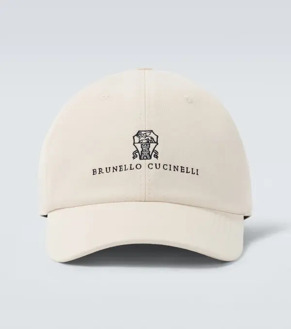 Brunello Cucinelli Logo Cotton Gabardine Baseball Cap - White