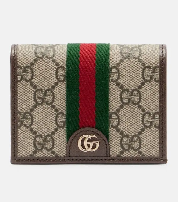 Gucci Ophidia Small Gg Leather-trimmed Wallet - Beige