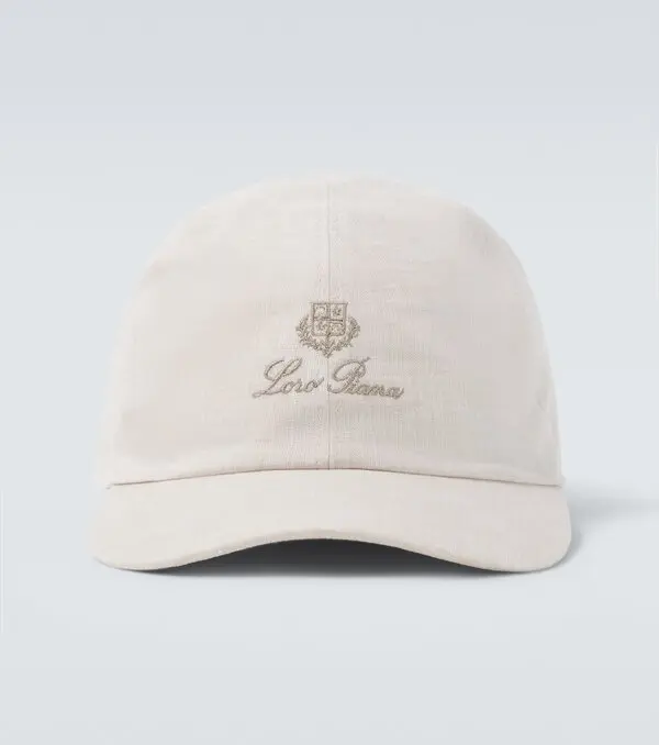 Loro Piana Logo Linen Baseball Cap - Grey