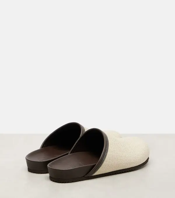 Brunello Cucinelli Monili Leather-trimmed Mules