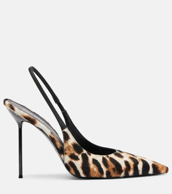 Paris Texas Lidia 105 Calf Hair Slingback Pumps - Beige