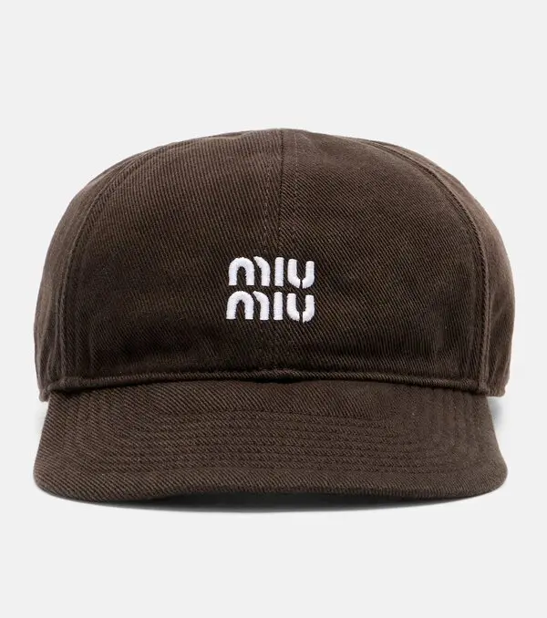 Miu Miu Logo Baseball Cap - Brown
