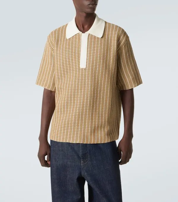JIL SANDER Knitted Cotton Polo Shirt - Beige
