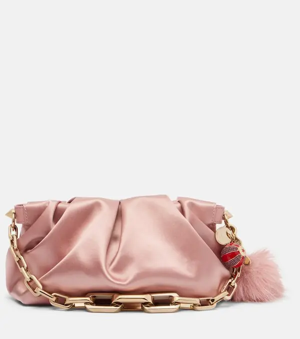 CHRISTIAN LOUBOUTIN Eva Small Crêpe Satin Clutch - Pink