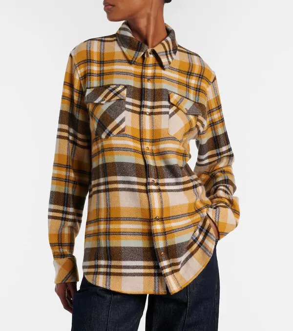 GOD'S TRUE CASHMERE Abundance Tartan Cashmere Shirt - Yellow