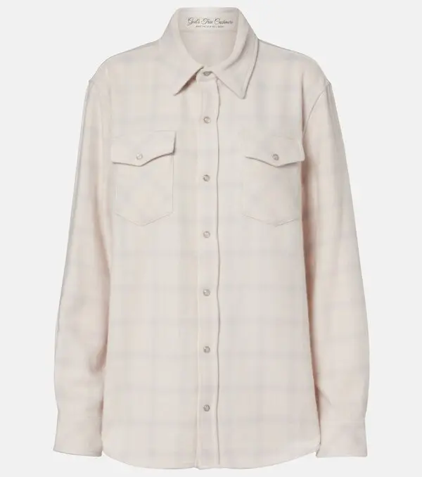 GOD'S TRUE CASHMERE Clarity Plaid Cashmere Shirt - Pink