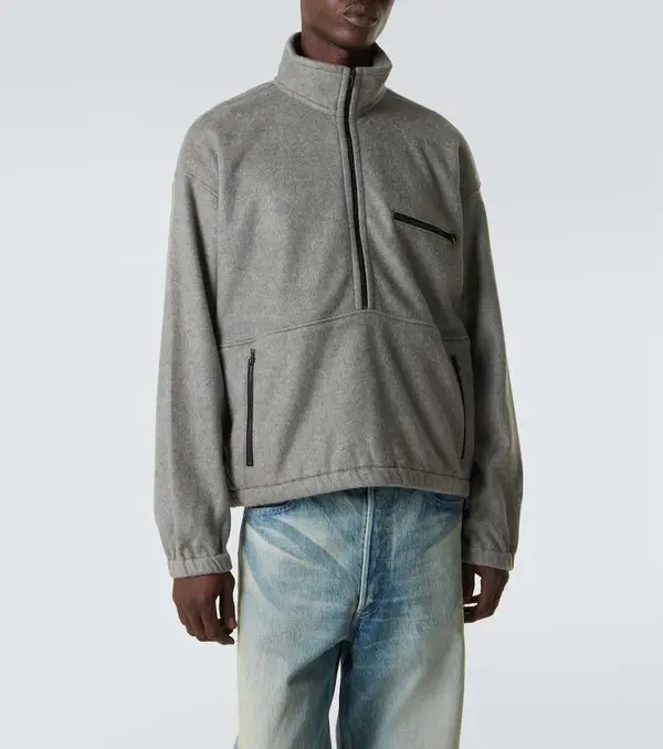 Auralee Silk Fleece Half-zip Sweater - Grey