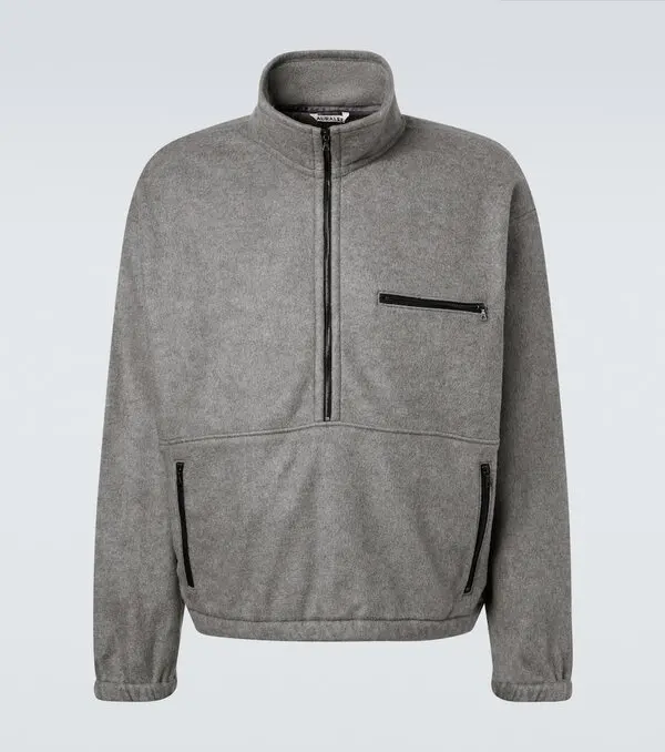 Auralee Silk Fleece Half-zip Sweater - Grey