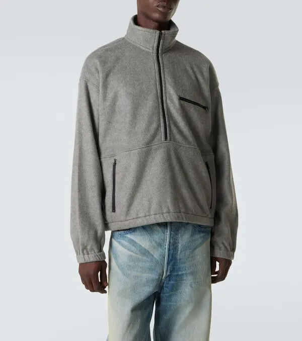 Auralee Silk Fleece Half-zip Sweater - Grey