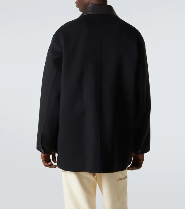 Auralee Leather-trimmed Cashmere Jacket