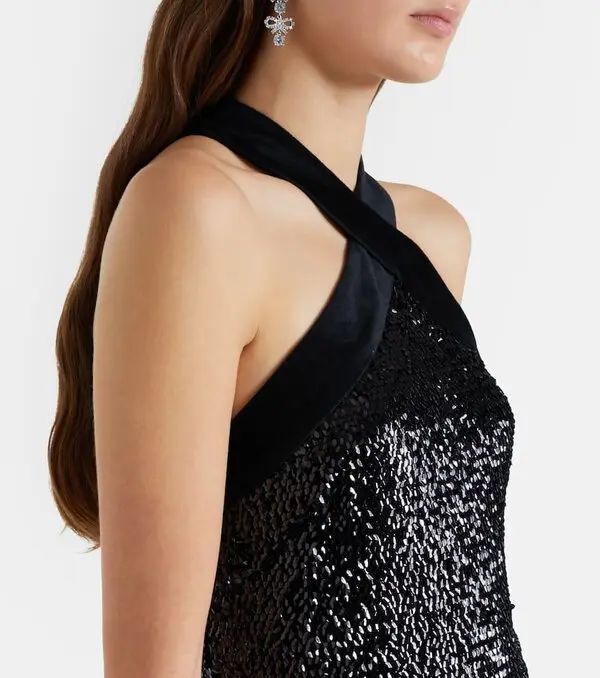 Simkhai Isla Sequined Halterneck Mini Dress - Black