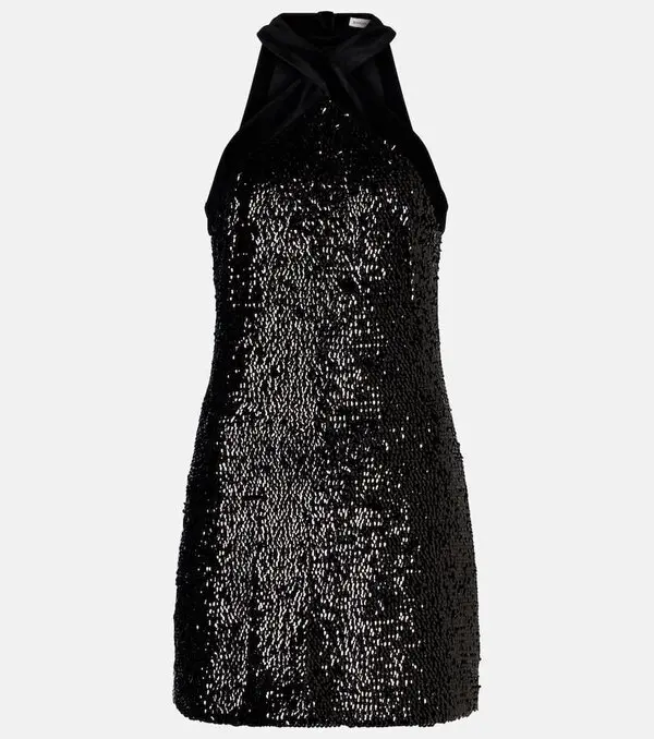 Simkhai Isla Sequined Halterneck Mini Dress - Black